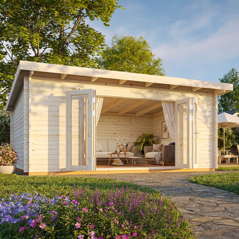 The Palmako Lea Log Cabin Garden Office (44mm) - Dimensions: 5.8m x 4 ...