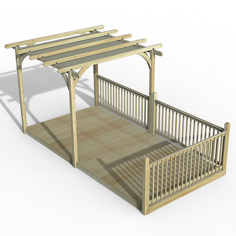 8' x 16' Woodland Pergola Terrace Set with Foldable Shelter No. 7 (2.4m ...