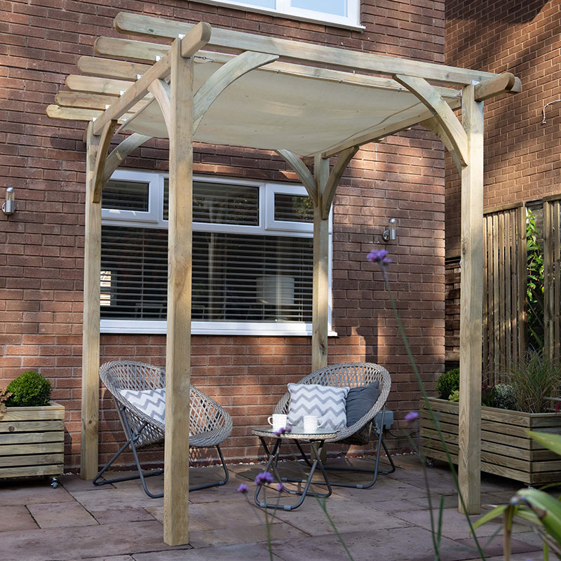 Garden Finale Wooden Yard Pergola with Foldable Canopy 8' x 8' - Which ...
