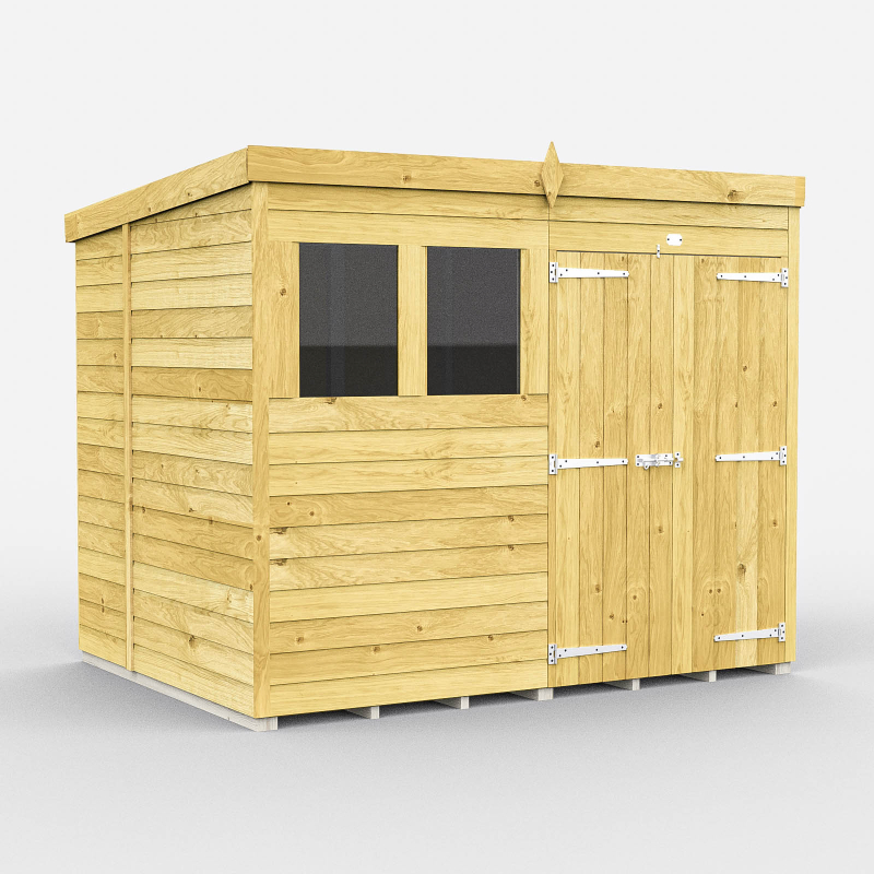 Holt 8' x 7' Dual Door Overlapping Pressure Preserved Modular Sloped ...