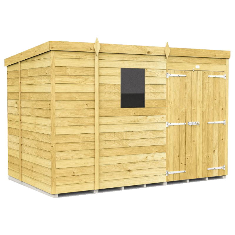 Holt 9' x 7' Dual Door Tongue and Groove Pressure Treated Modular Lean ...