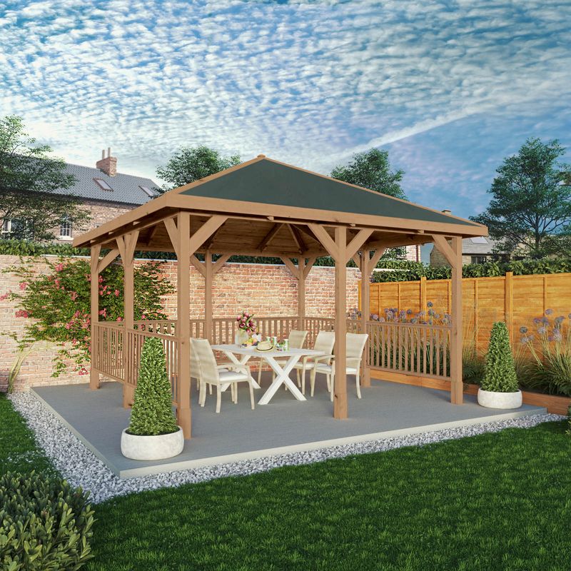 Adley 4m x 4m Gazebo with Framed Rails, Treated in Pressure - Which Shed?