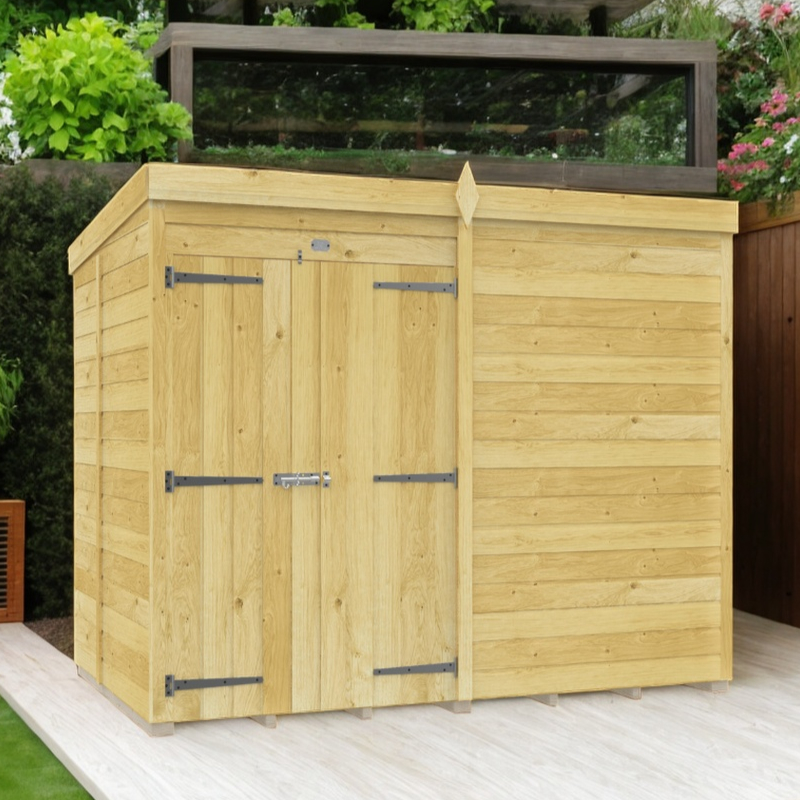 7' x 8' Double Door Shiplap Pressure Treated Modular Pent Shed by Holt ...
