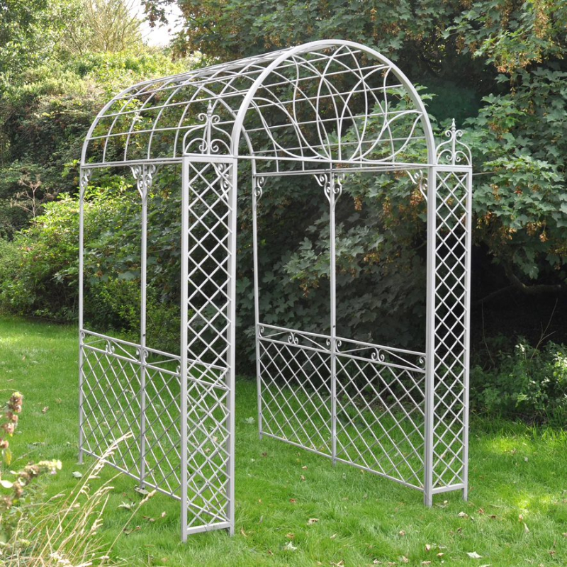 Osbourne Manson Cream Metal Garden Arch Tunnel - Which Shed?