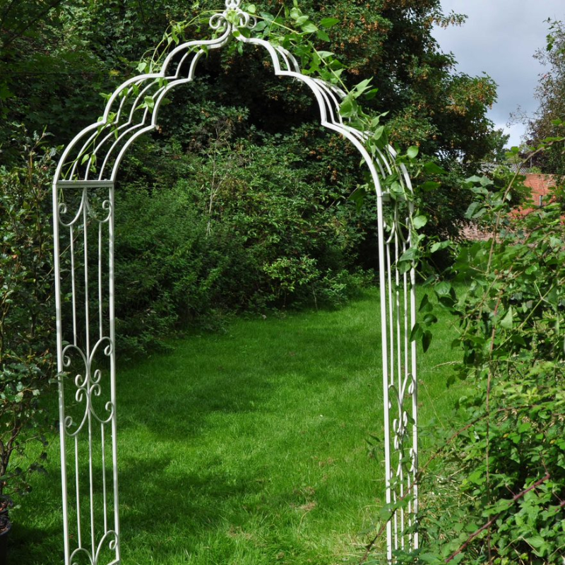 Osbourne Mansion Metal Garden Arch - Ivory - Which Shed?
