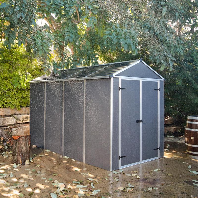 Palram - Canopia 6' x 10' Rubicon Plastic Dark Grey Storage Hut - Which ...