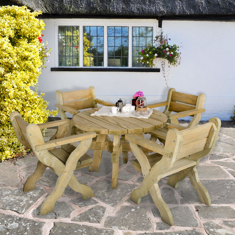 Wooden Garden Table Forest Grizedale Circular 4'x4' (1.2x1.2m) - Which ...