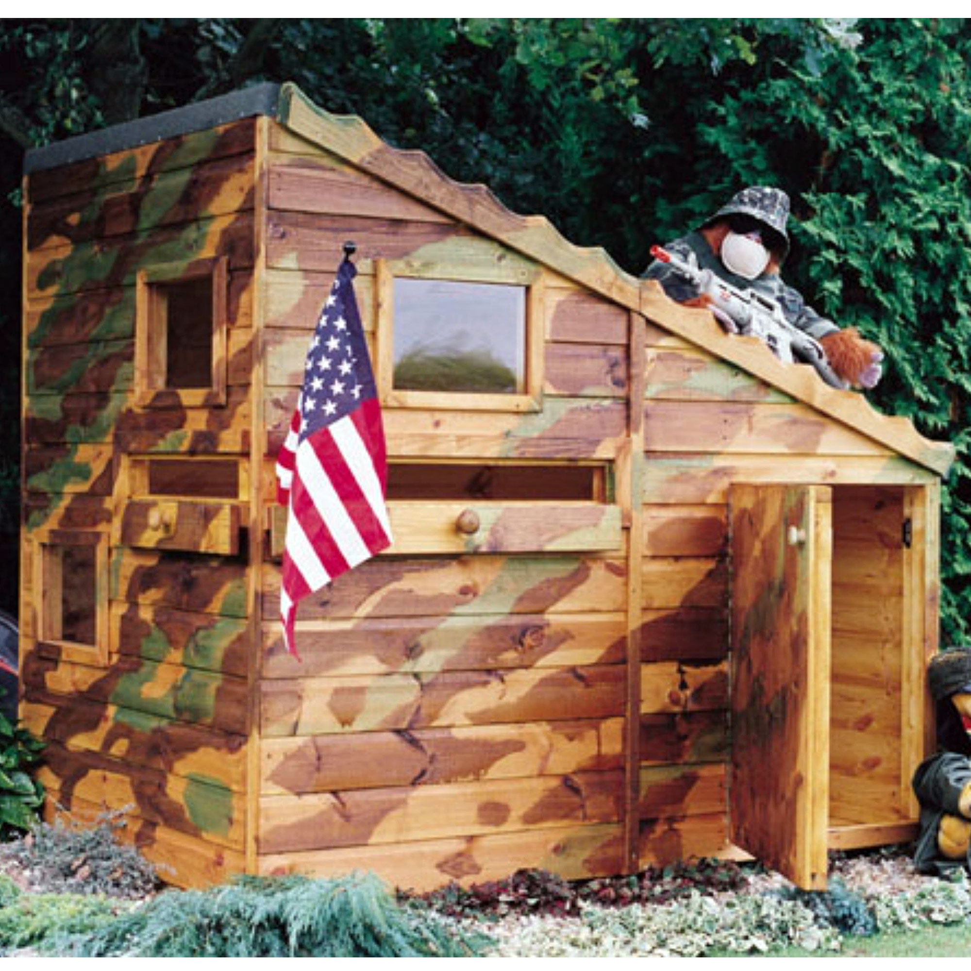 6' x 4' (1.79x1.19m) Shire Command Post Kids Wooden Garden Playhouse ...