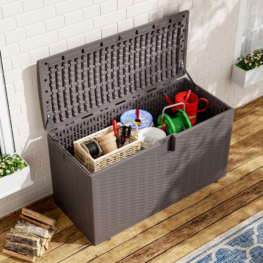 Outdoor Storage Box in Brown - 99 Gallons Capacity - Which Shed?