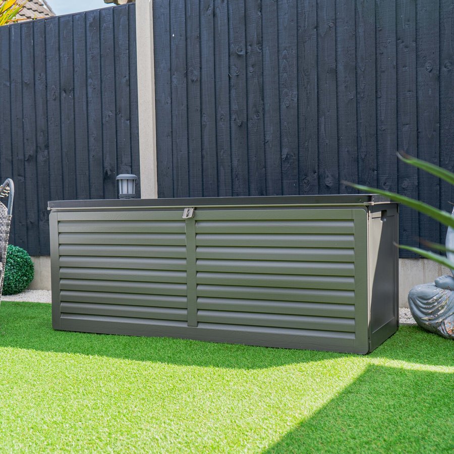 Medium-sized Gray Outdoor Plastic Garden Storage Container - Which Shed?