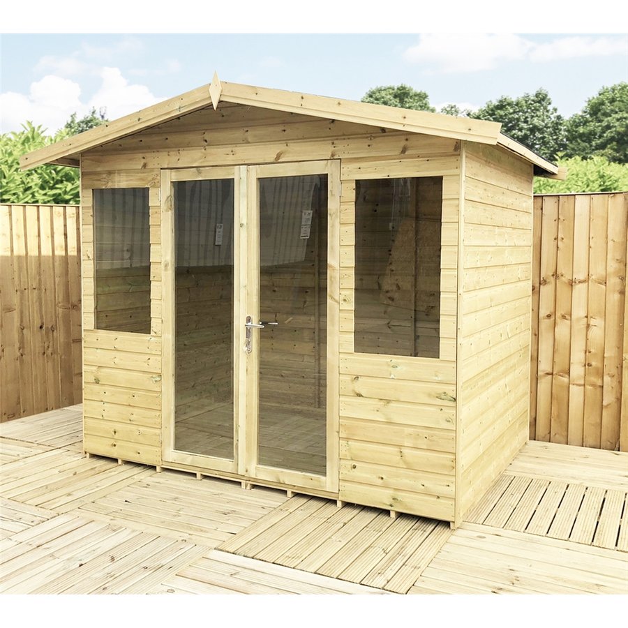 Seven-foot Apex Summerhouse Short Windows - Green / 7 x 20 - Which Shed?